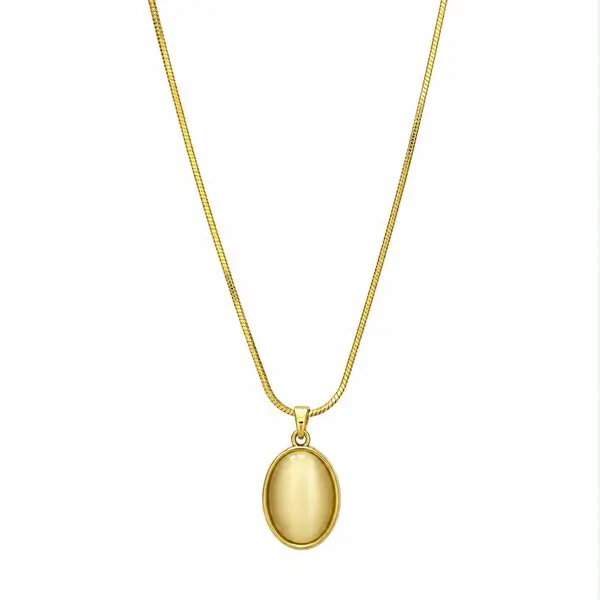 BY OZGE White / Gold White Cat's Eye Gold Plated Necklace White