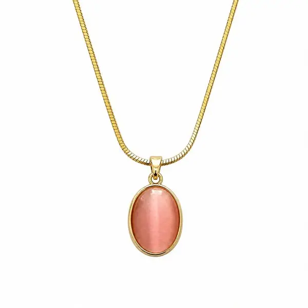BY OZGE Cat's Eye Gold Plated Long Necklace