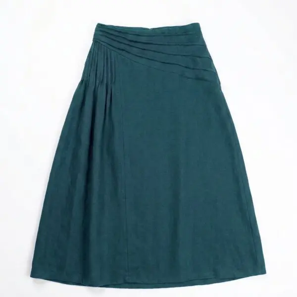 TAARACH & AMPERSAND Linen Midi Skirt With Drawstring Detailing