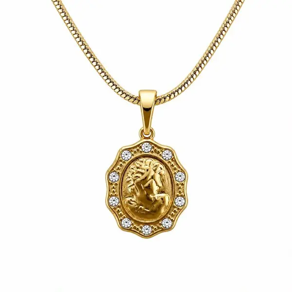 BY OZGE Antique Goddess Snake Chain Plated Necklace