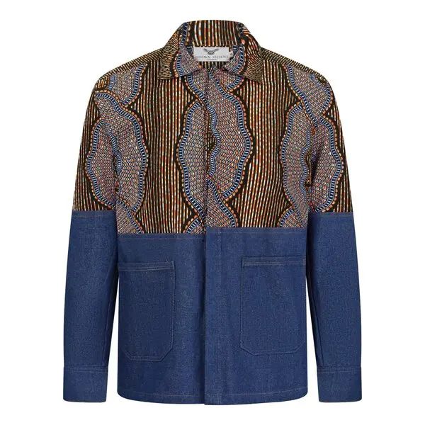 OHEMA OHENE Denim & African Print Shacket