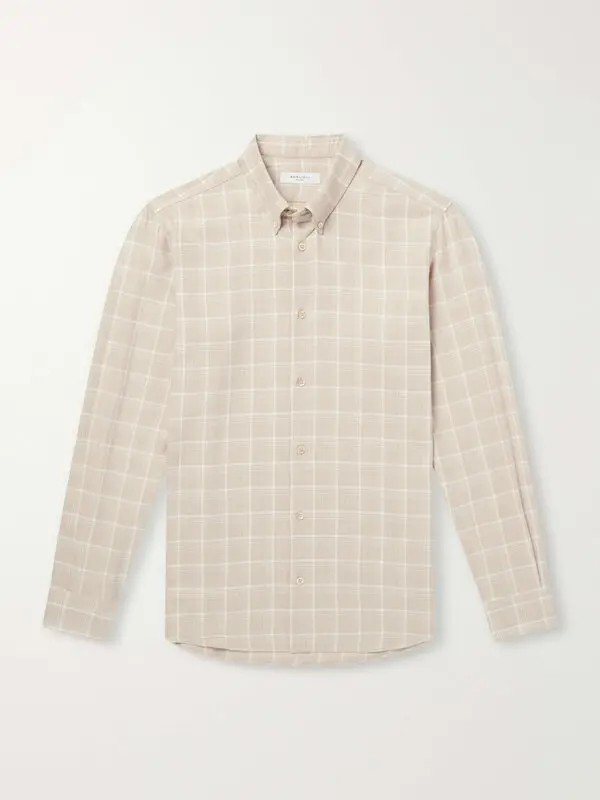Boglioli Checked Cotton And Lyocell-blend Shirt - Cream