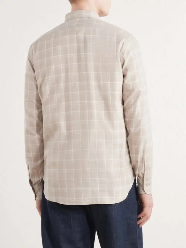 Boglioli Checked Cotton And Lyocell-blend Shirt - Cream