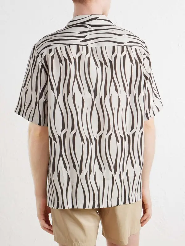 Frescobol Carioca Roberto Camp-collar Printed Lyocell And Linen-blend Shirt