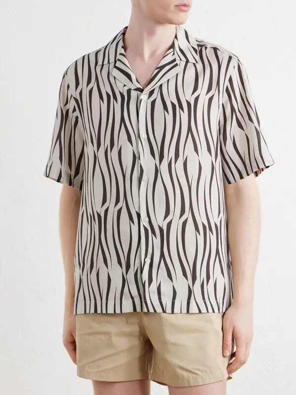Frescobol Carioca Roberto Camp-collar Printed Lyocell And Linen-blend Shirt