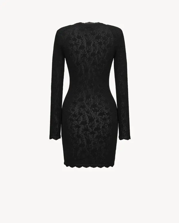Saint Laurent Mini Dress In Floral Mesh Knit