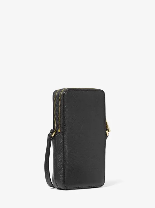 Michael Kors Jet Set Small Pebbled Leather Smartphone Crossbody Bag - Black