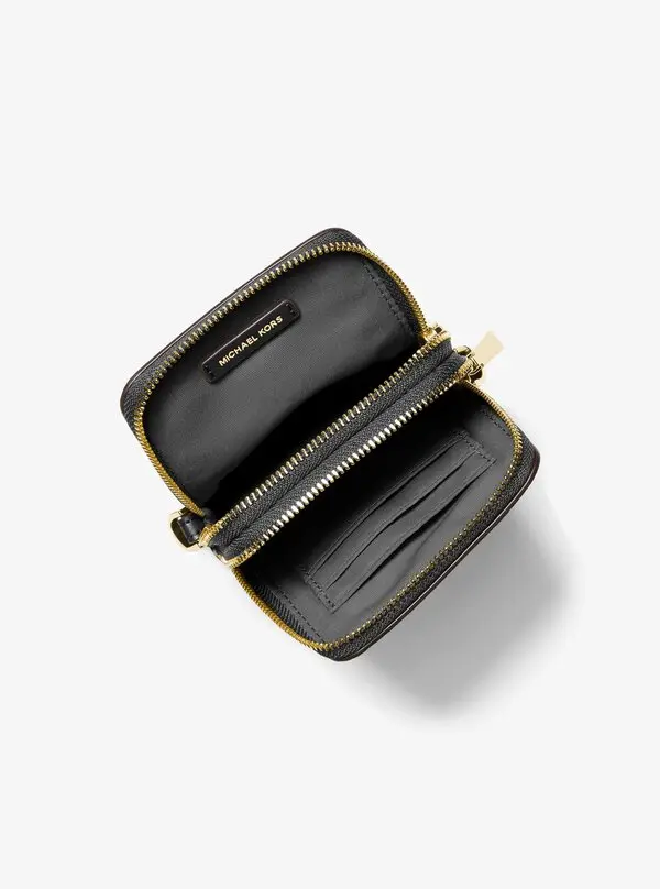 Michael Kors Jet Set Small Pebbled Leather Smartphone Crossbody Bag - Black