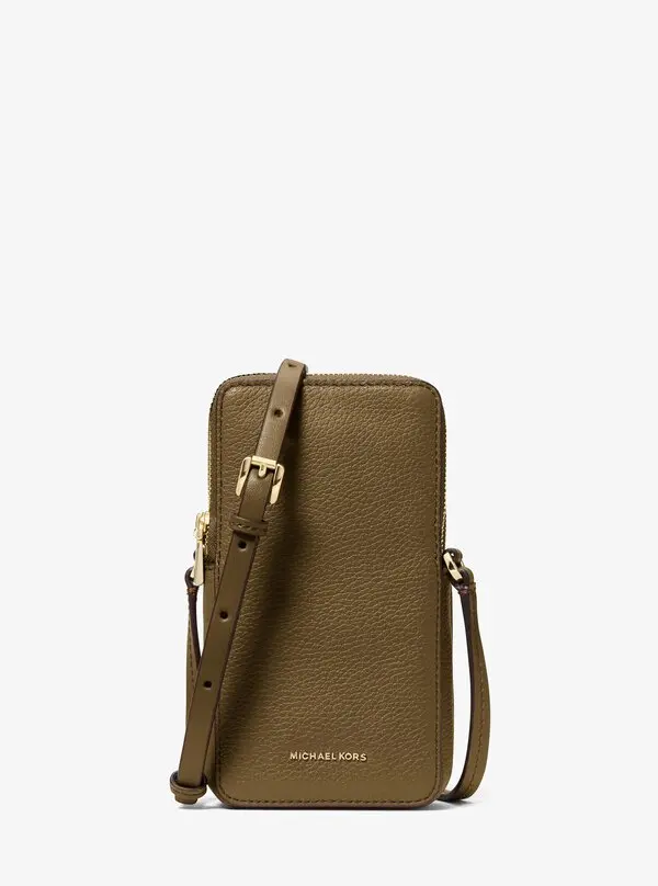 Michael Kors Jet Set Small Pebbled Leather Smartphone Crossbody Bag In By - Green