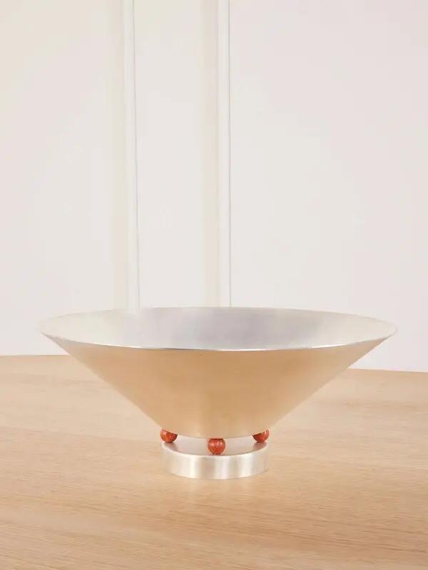 NATALIA CRIADO Plated Brass Bowl With Red Jasper Accents