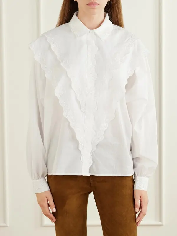 FRAME Equestrian Cotton-poplin Shirt With Embroidered Detailing