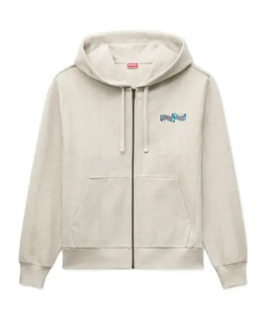Kenzo Jumping Tiger' Zip Up Hoodie In Herringbone Cotton