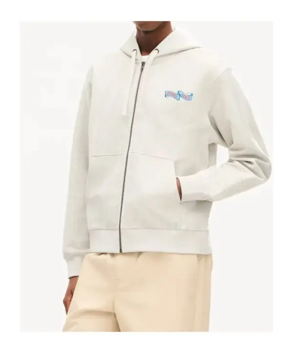 Kenzo Jumping Tiger' Zip Up Hoodie In Herringbone Cotton