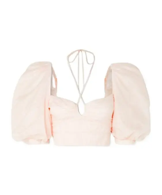 Johanna Ortiz Cropped Open-back Cotton-voile Blouse