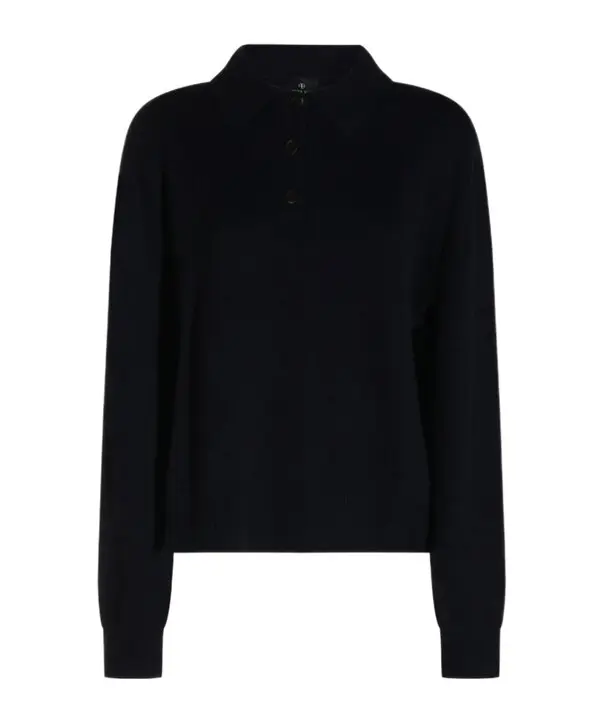 ANINE BING Long-sleeved Polo Sweater With Ribbed Detailing