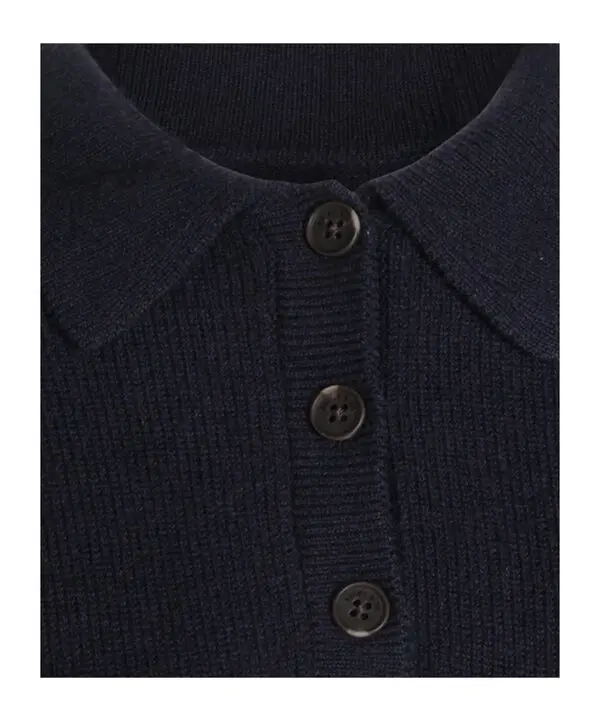 ANINE BING Long-sleeved Polo Sweater With Ribbed Detailing