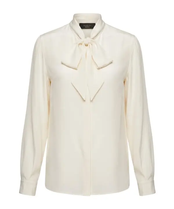 Gucci Silk Crêpe De Chine Shirt With Bow Detail - White