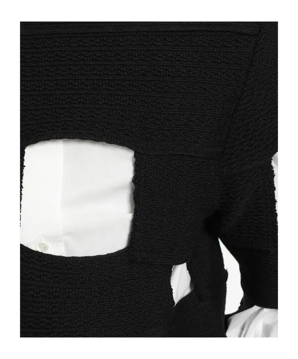 Comme Des Garçons Textured Panelled Crew Neck Sweater