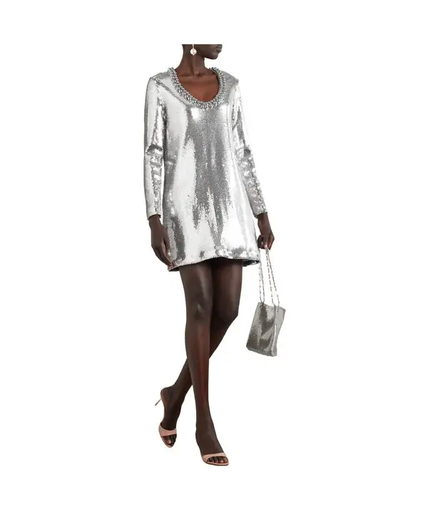 Rabanne Beaded-neckline Sequin-embellished Minidress