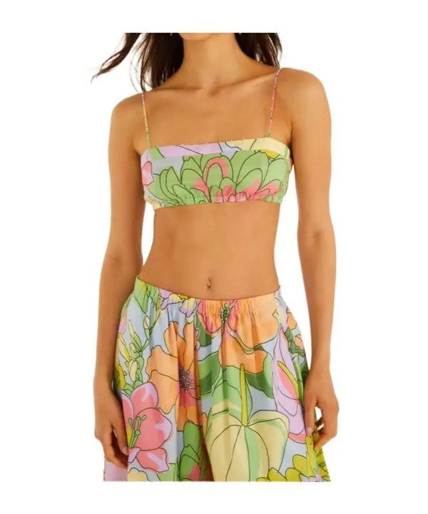 Farm Rio Spring Affair Beaded Crop Top - Multi-color