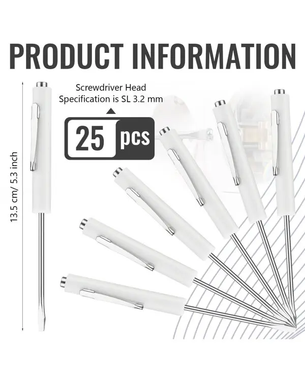 XDOVET Mini Slotted Screwdriver Single Head Pocket Tool - White