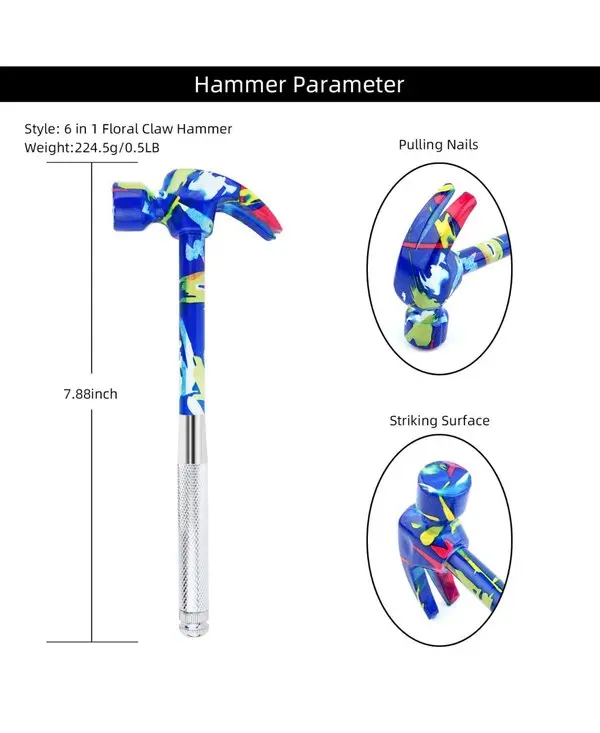 XDOVET 6 In 1 Multifunctional Hammer Tool Set - Blue
