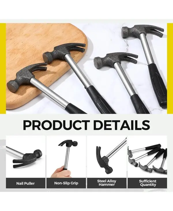 XDOVET Claw Hammer Rubber Handle Alloy Steel Diy Tool
