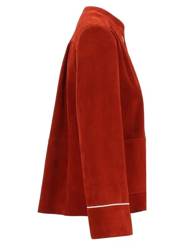 FORTE_FORTE Suede Band Collar Jacket