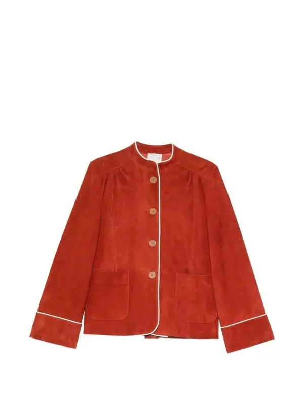 FORTE_FORTE Suede Band Collar Jacket