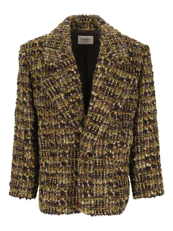 Saint Laurent Tweed Blazer - Green