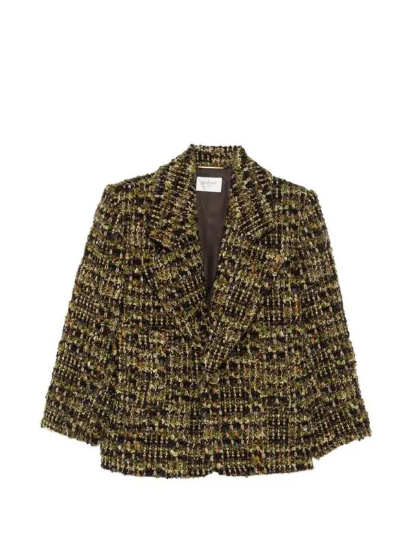 Saint Laurent Tweed Blazer - Green