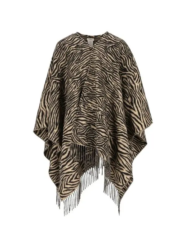 Fendi Wool Poncho With Animal Tiger Print
