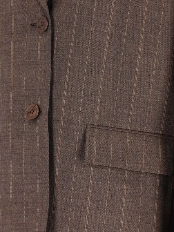 GANNI Pinstriped Wool Blazer
