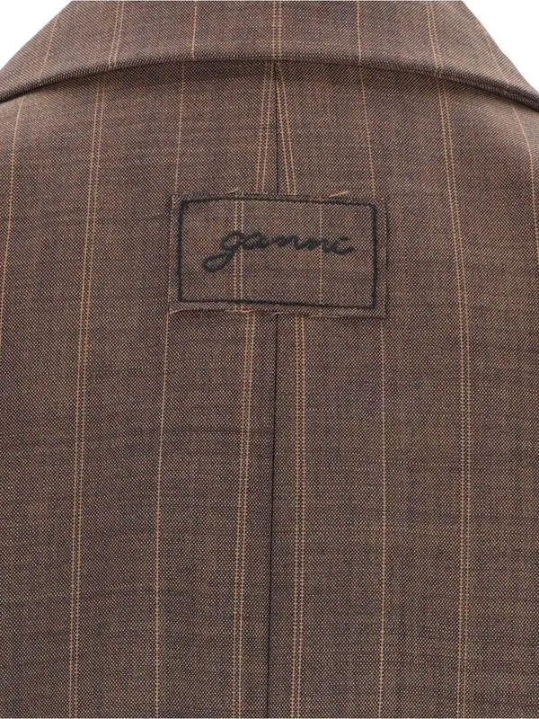 GANNI Pinstriped Wool Blazer
