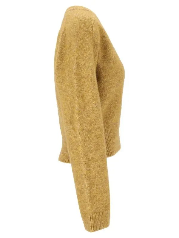 GANNI Melange Mohair Deep V-neck Sweater