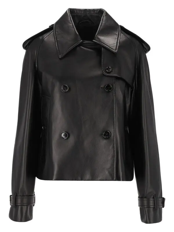 Burberry Mayfair Cropped Leather Trench Jacket