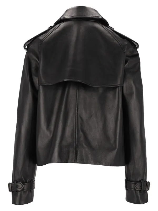 Burberry Mayfair Cropped Leather Trench Jacket