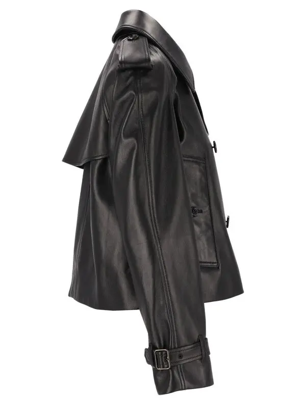 Burberry Mayfair Cropped Leather Trench Jacket