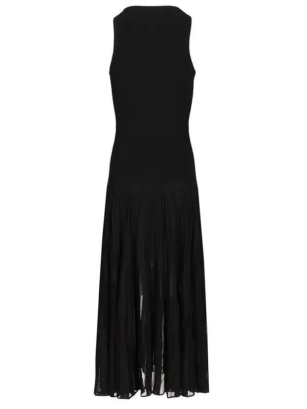Alaïa Pleated Sheer Knit Midi Dress