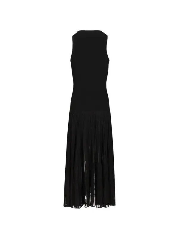 Alaïa Pleated Sheer Knit Midi Dress