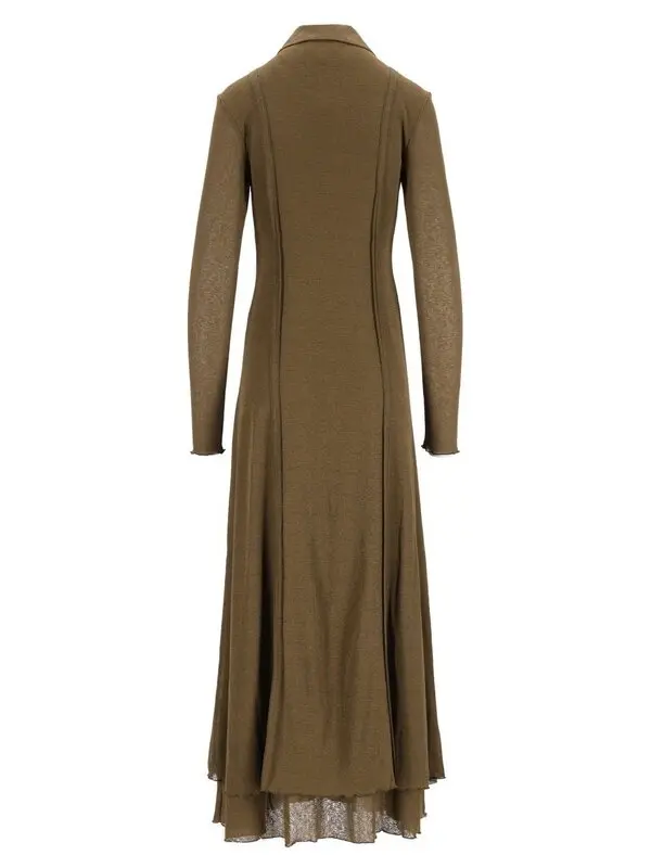 GANNI Long Sleeve Gauze Dress With Button Front