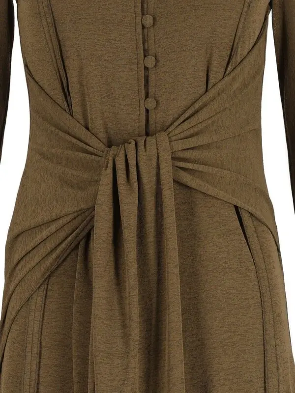GANNI Long Sleeve Gauze Dress With Button Front