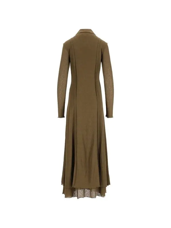 GANNI Long Sleeve Gauze Dress With Button Front