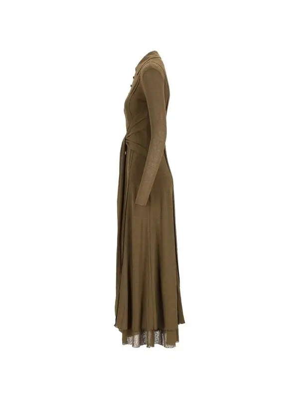 GANNI Long Sleeve Gauze Dress With Button Front