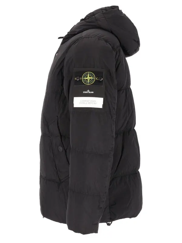 Stone Island Padded Down Jacket With Hood - Black