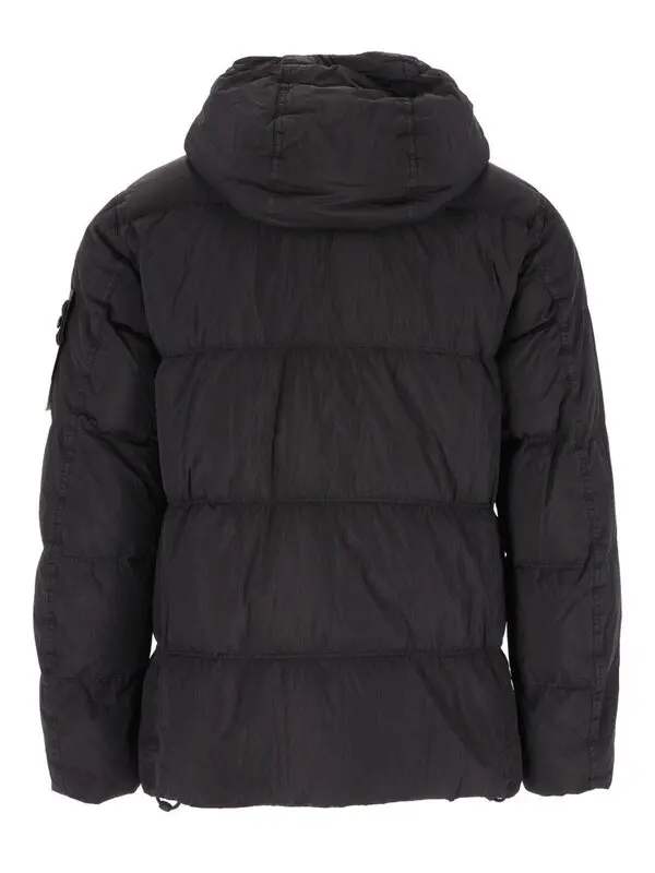 Stone Island Padded Down Jacket With Hood - Black