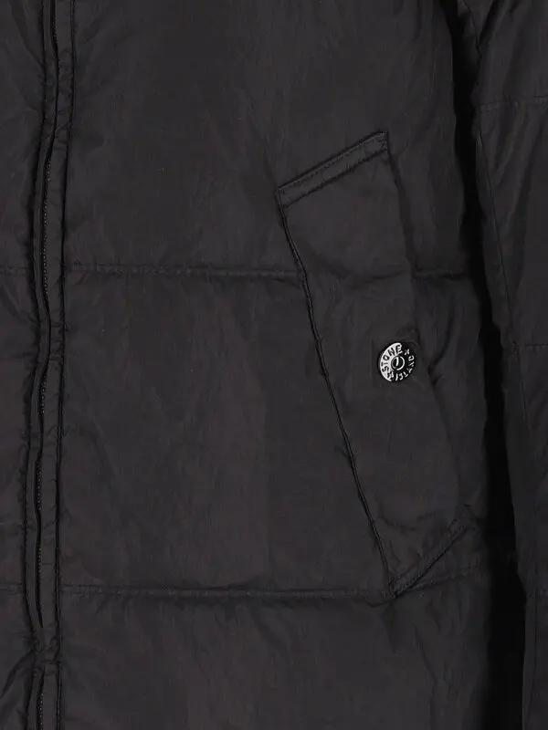 Stone Island Padded Down Jacket With Hood - Black