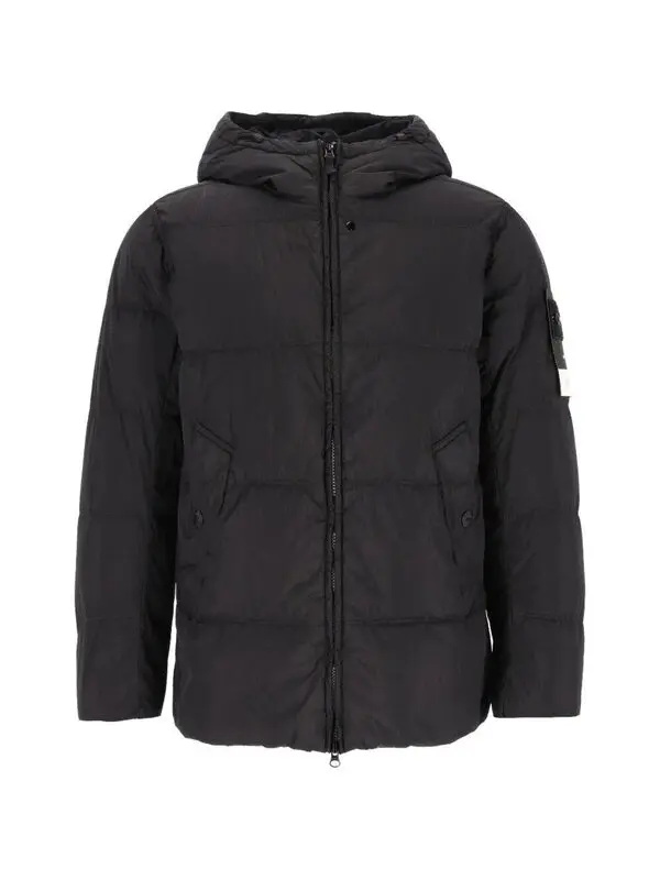 Stone Island Padded Down Jacket With Hood - Black