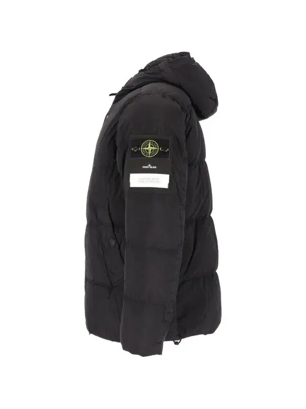 Stone Island Padded Down Jacket With Hood - Black