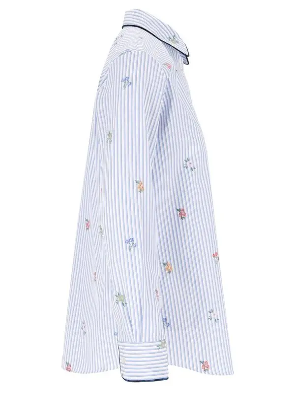 Etro Striped Floral Jacquard Cotton Shirt